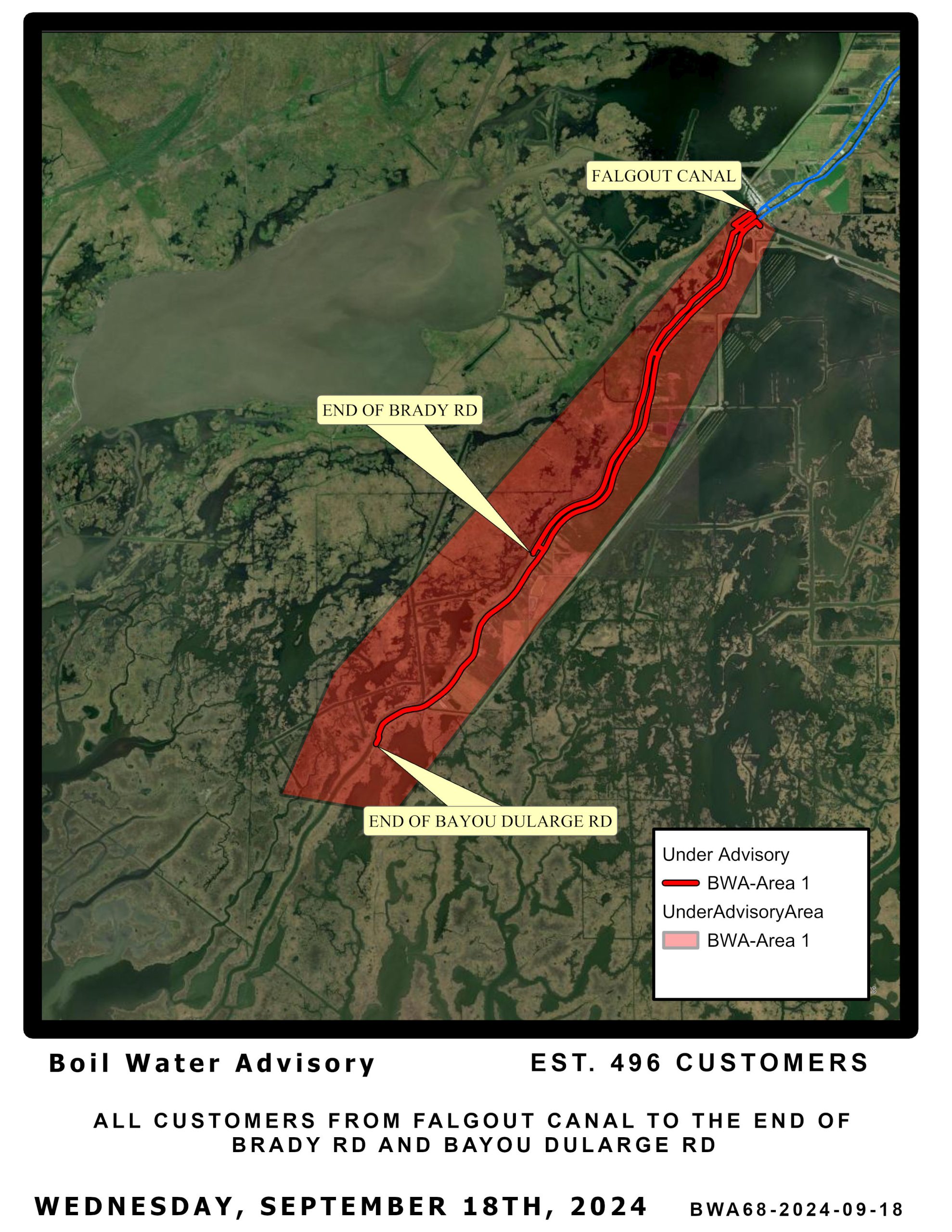 BOIL WATER ADVISORY ISSUED – All Customers from Falgout Canal to the ...